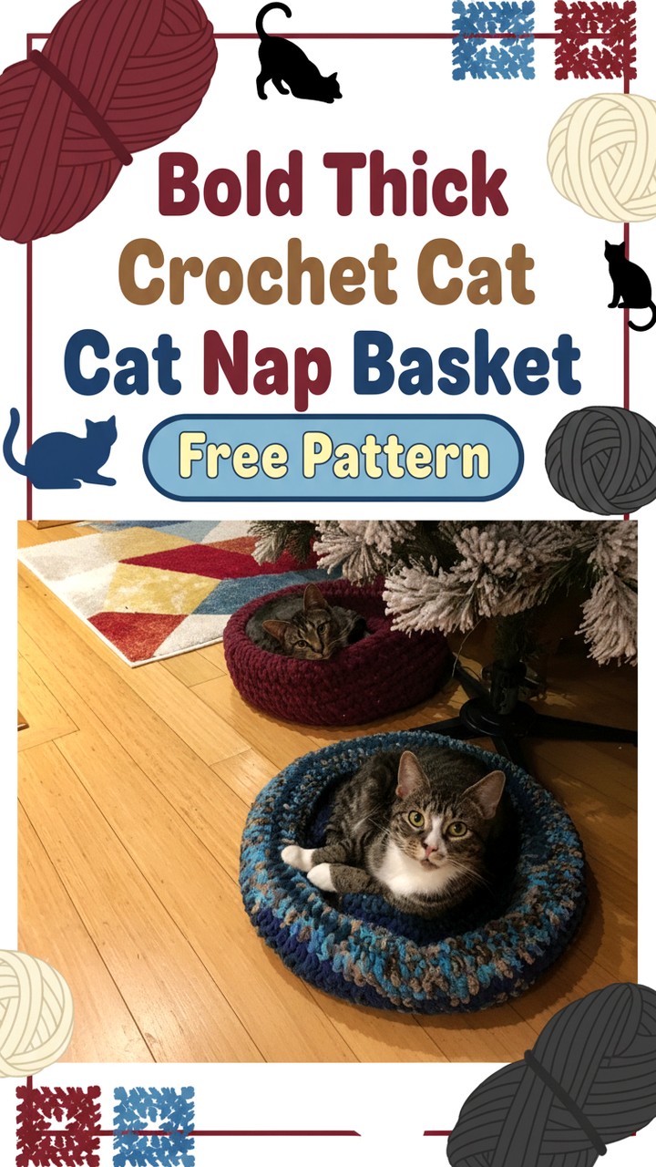 10 Free Crochet Cat Hideaway Basket Pattern - Crochet with Patterns
