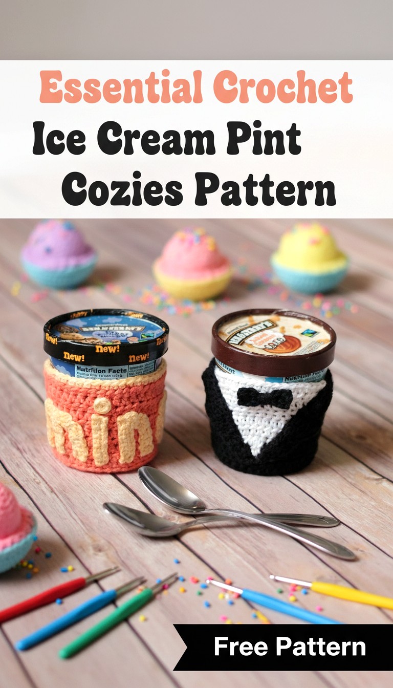 11 Easy Crochet Ice Cream Cozy Pattern (Free & Beginner‑Friendly ...