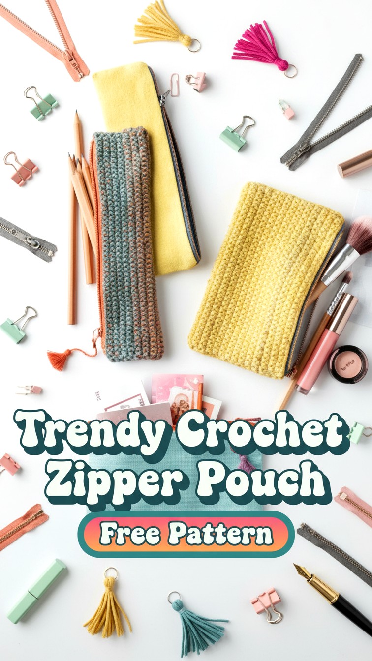 15 Free Crochet Zipper Pouch Pattern Easy & Beginner Friendly - Crochet ...