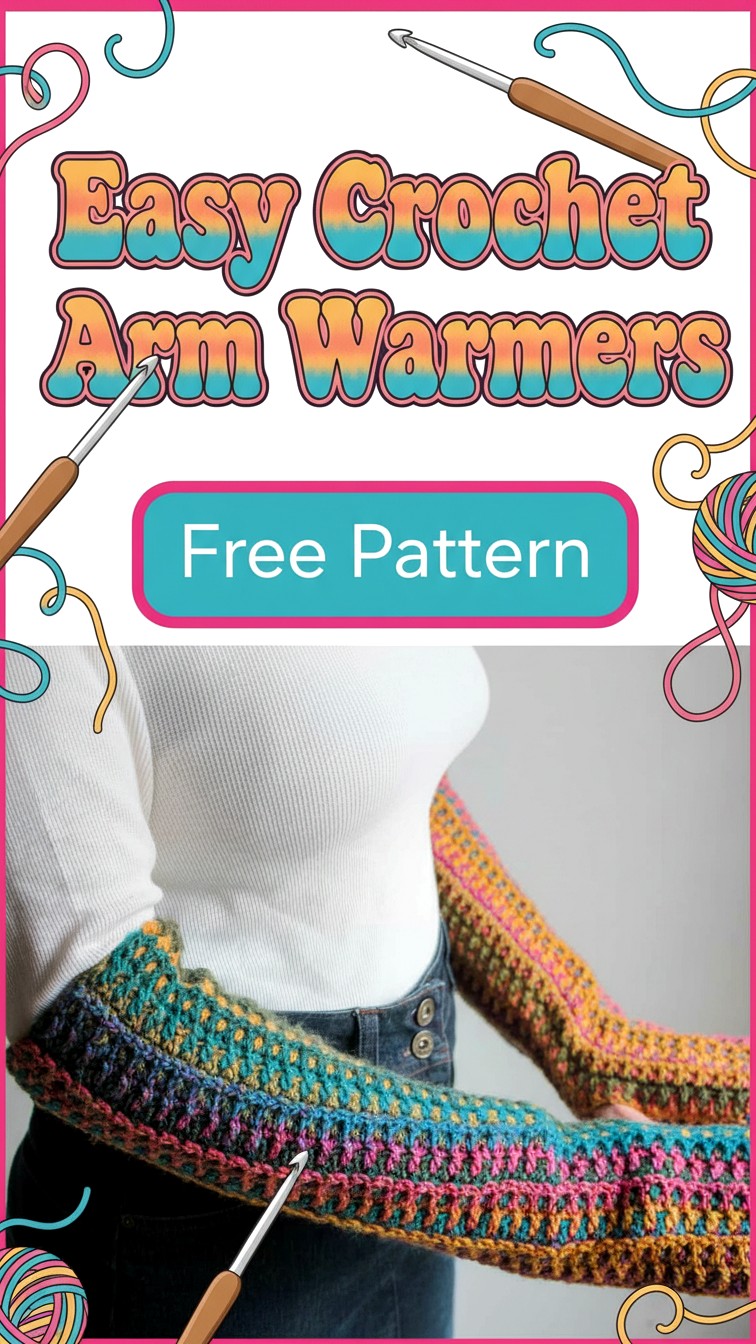 10 Free Crochet Arm Warmers Pattern Easy Fingerless Design - Crochet ...