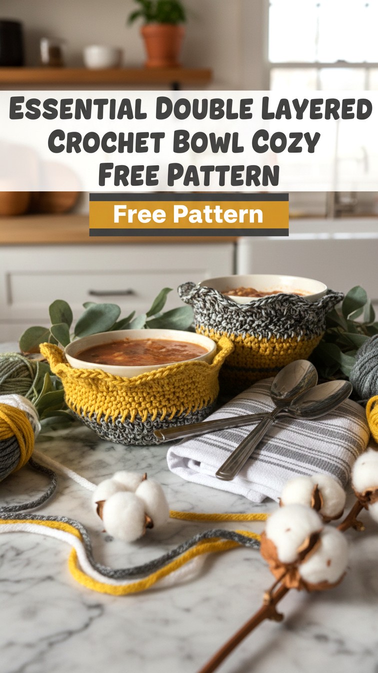 10 Crochet Bowl Cozy Pattern Free – Easy & Reusable Kitchen Cozy ...